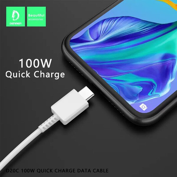 Cablu USB Type C Power Delivery 3.6A, Denmen D20C, 1m, 100W, alb - eMAG.ro