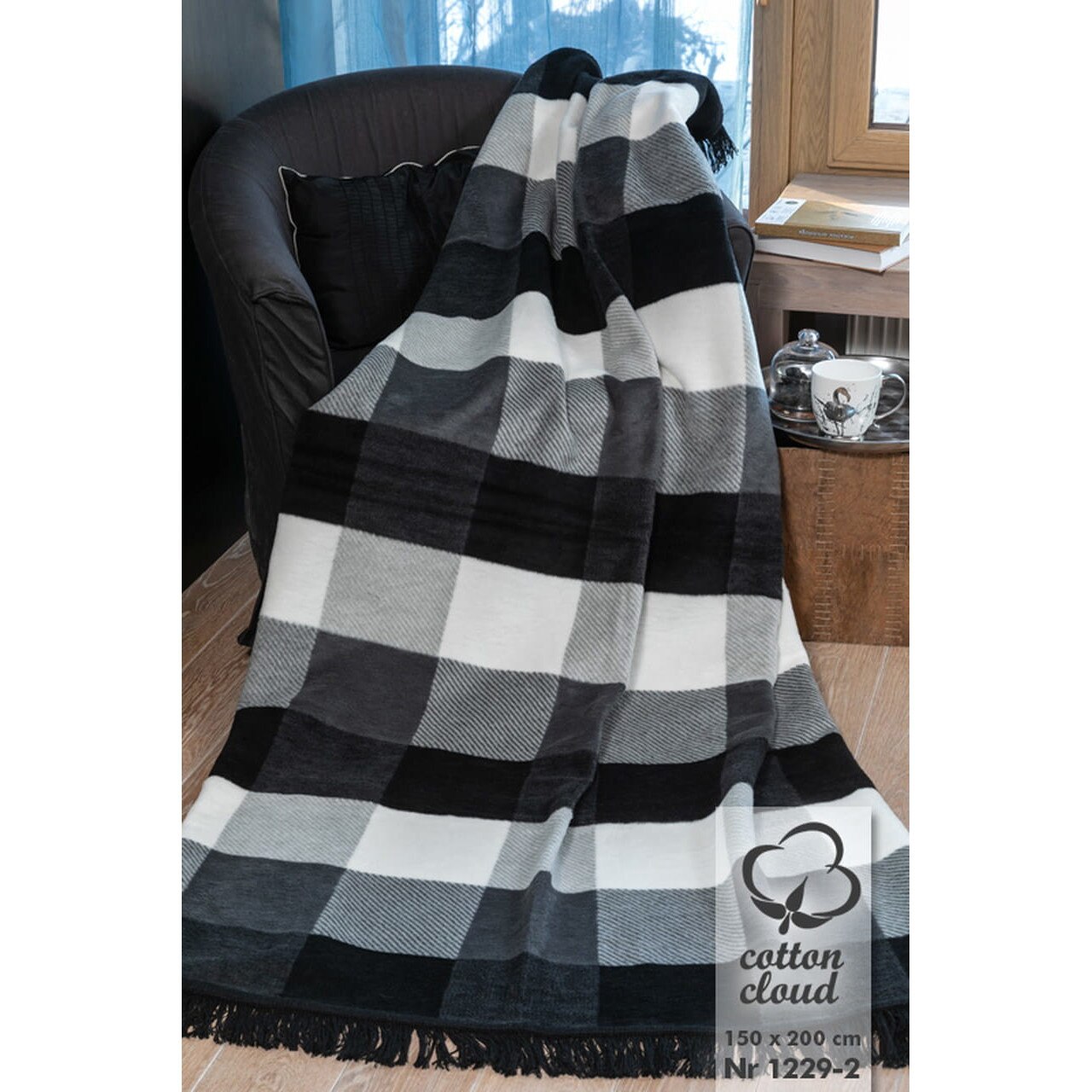 Patura reversibila Cotton Cloud, UmiPled, Bumbac/Acril, 150 x 200 cm ...