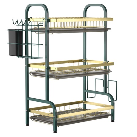 Raft metalic pentru vase si tacamuri, 3 polite, Naimeed D4470, Verde ...