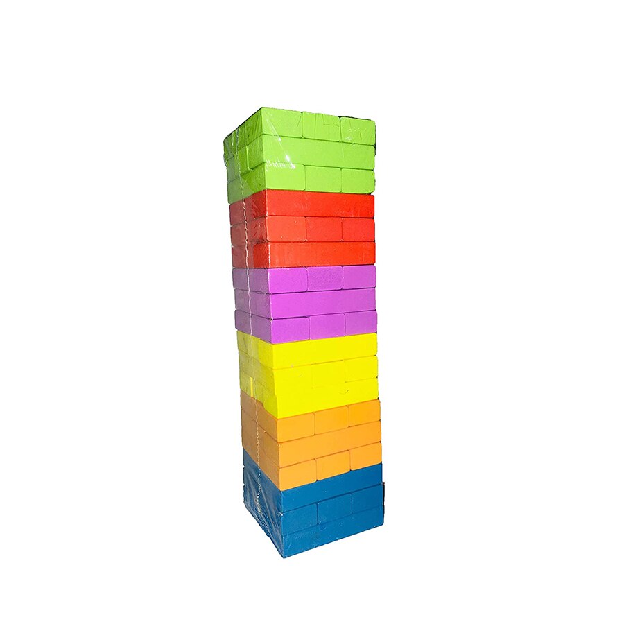 Joc Jenga din Lemn, 51 Piese, SEMERAY, Multicolor - eMAG.ro