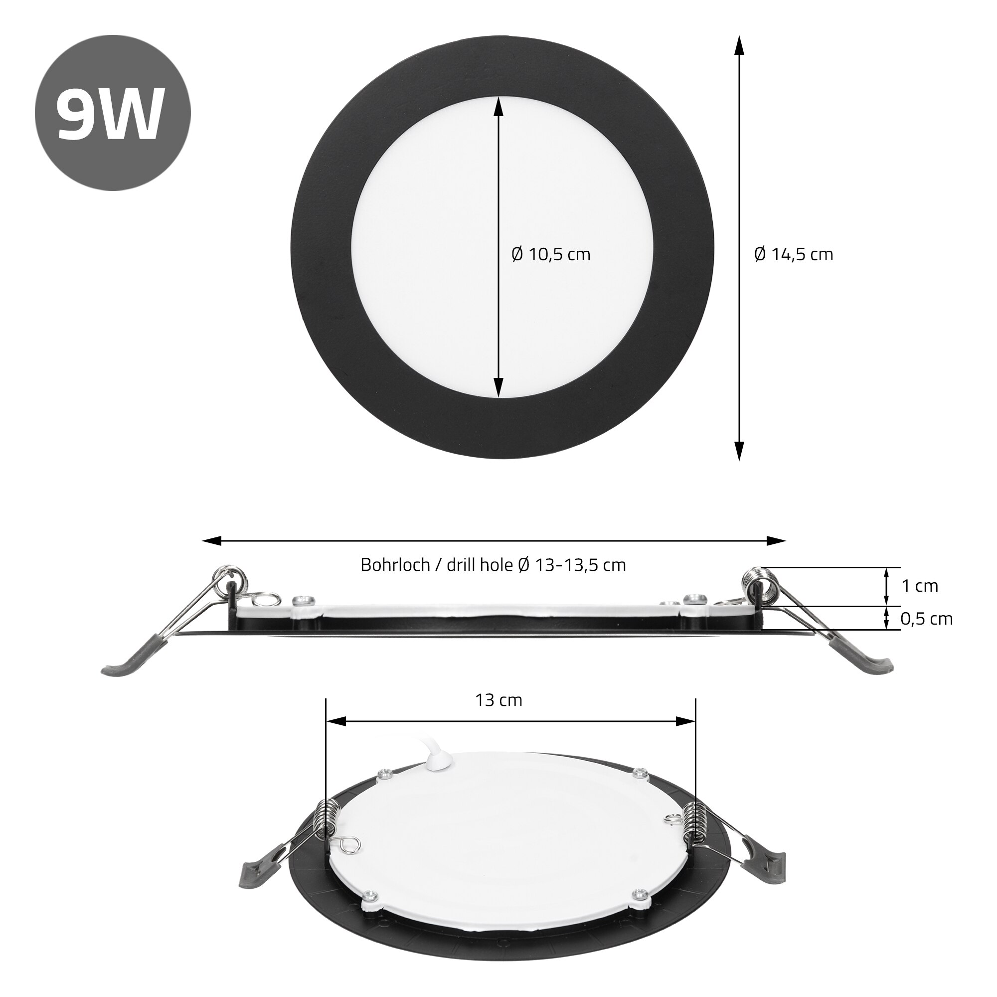 Panou Led Ultraslim Ecd Germany 9 W Rotund 145 Mm 3000 K Lumina
