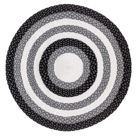 Covor din bumbac, forma cerc, model dungi, alb/negru, 75cm - eMAG.ro