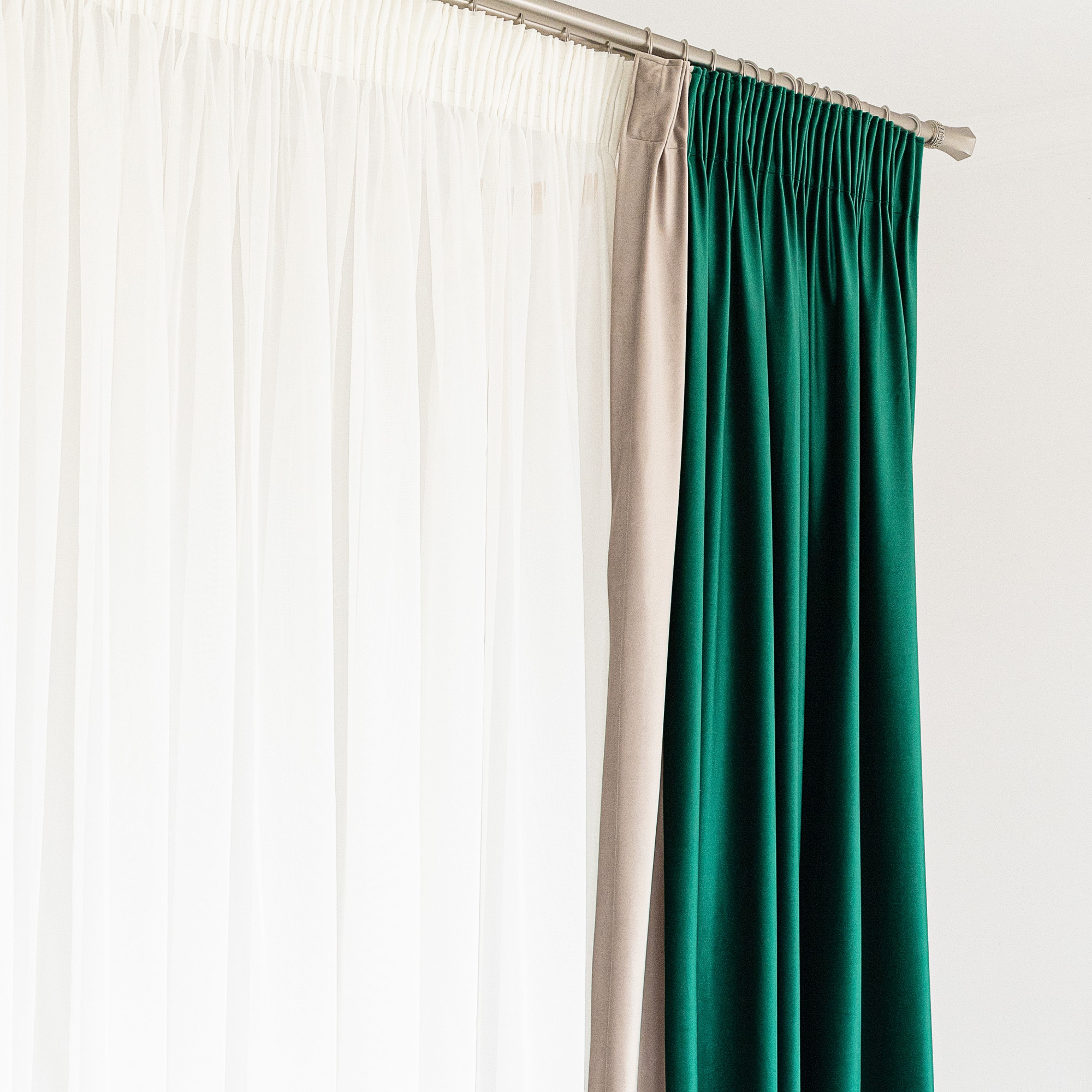 Set Draperii Catifea, Verde-Crem, 150x260 cm - eMAG.ro