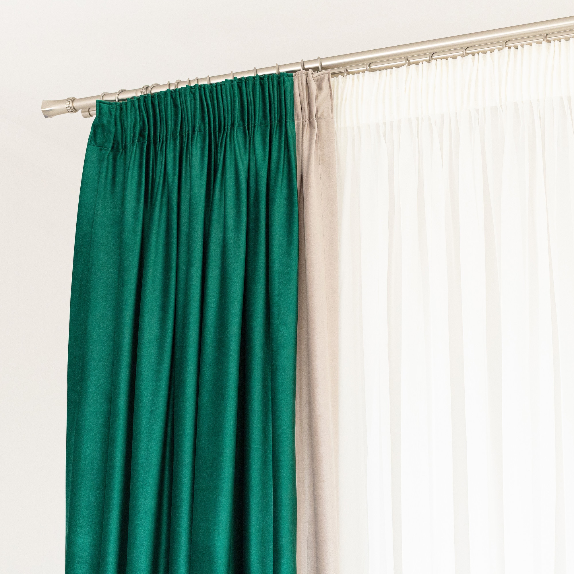 Set Draperii Catifea, Verde-Crem, 150x260 cm - eMAG.ro