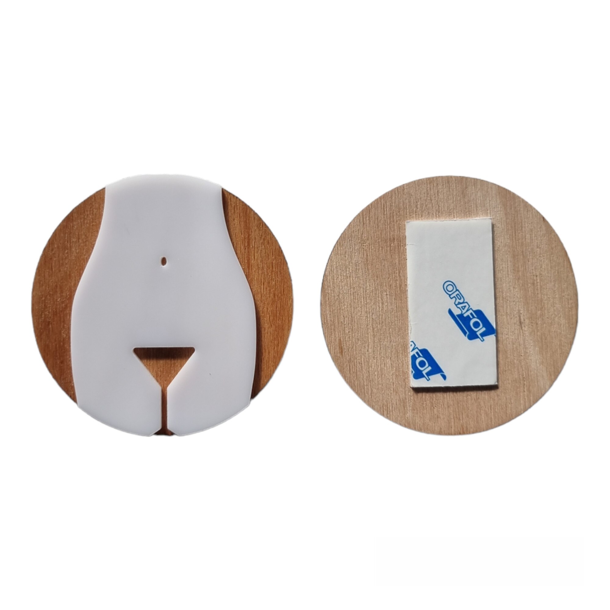 Semn indicator toaleta, set 2 bucati, diametru 90 mm, lemn si acrilic ...