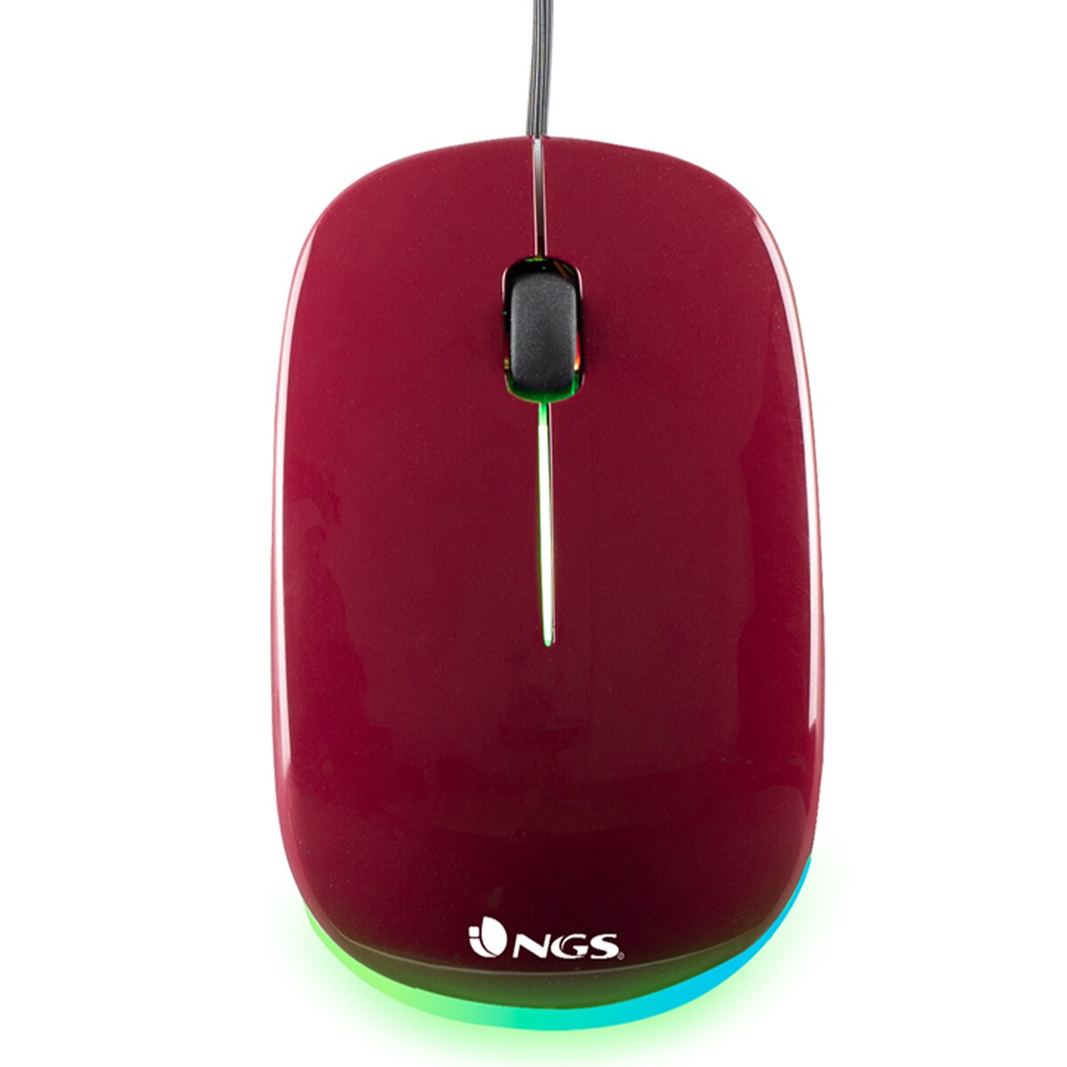 Mouse optic cu fir NGS Addict Maroon, 1000 dpi, USB, Lumini LED, Negru ...