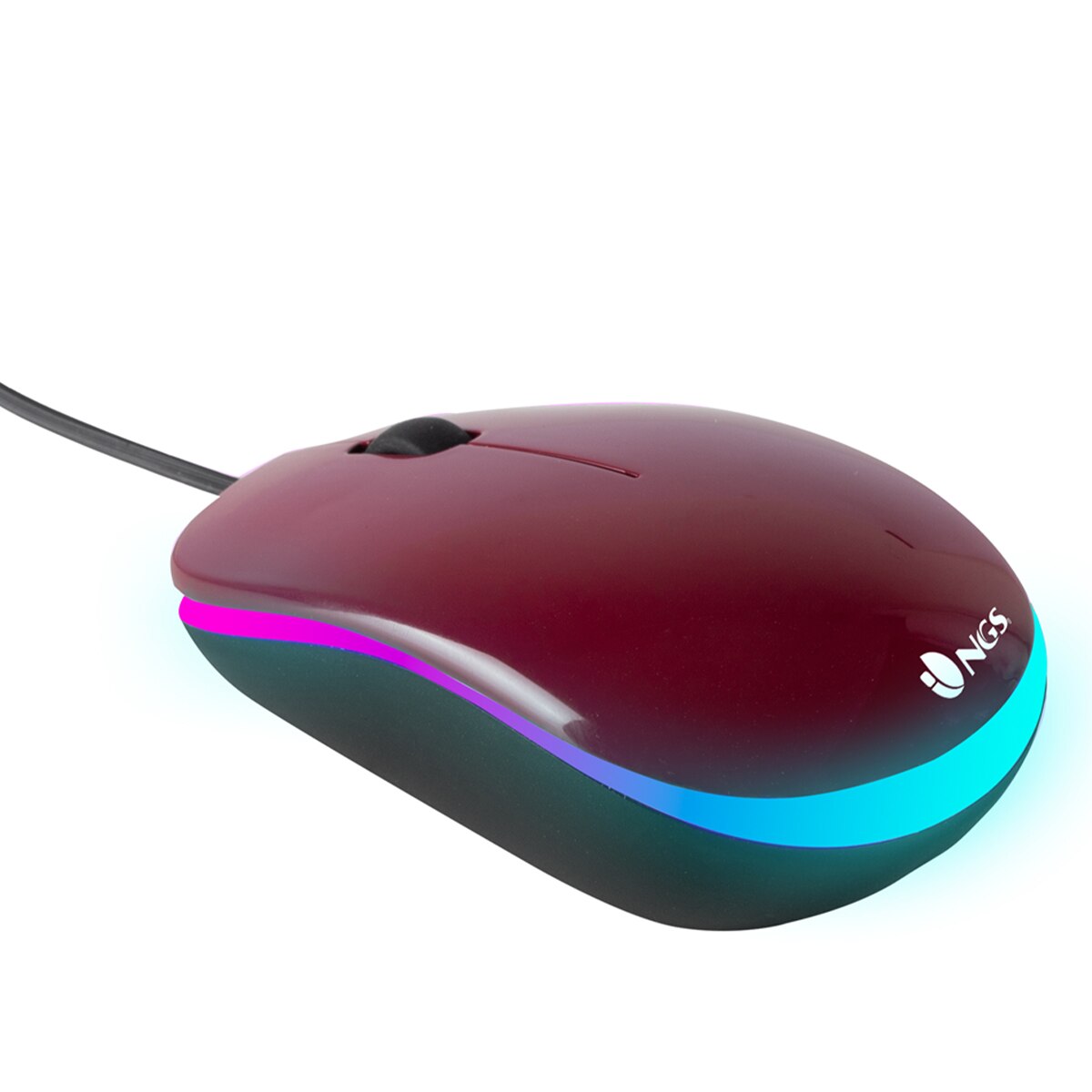 Mouse optic cu fir NGS Addict Maroon, 1000 dpi, USB, Lumini LED, Negru ...