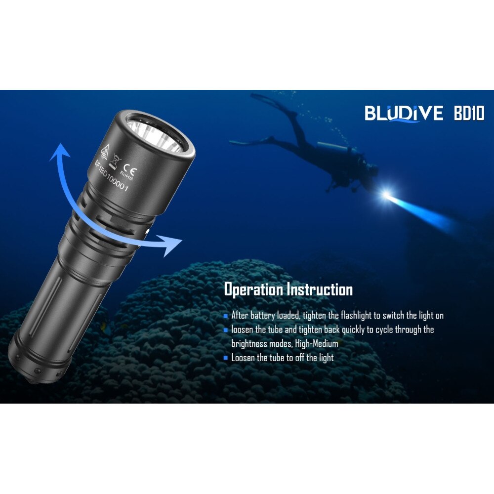Lanterna led BLUDIVE BD10 pentru scufundare subacvatica - 1200lm - eMAG.ro