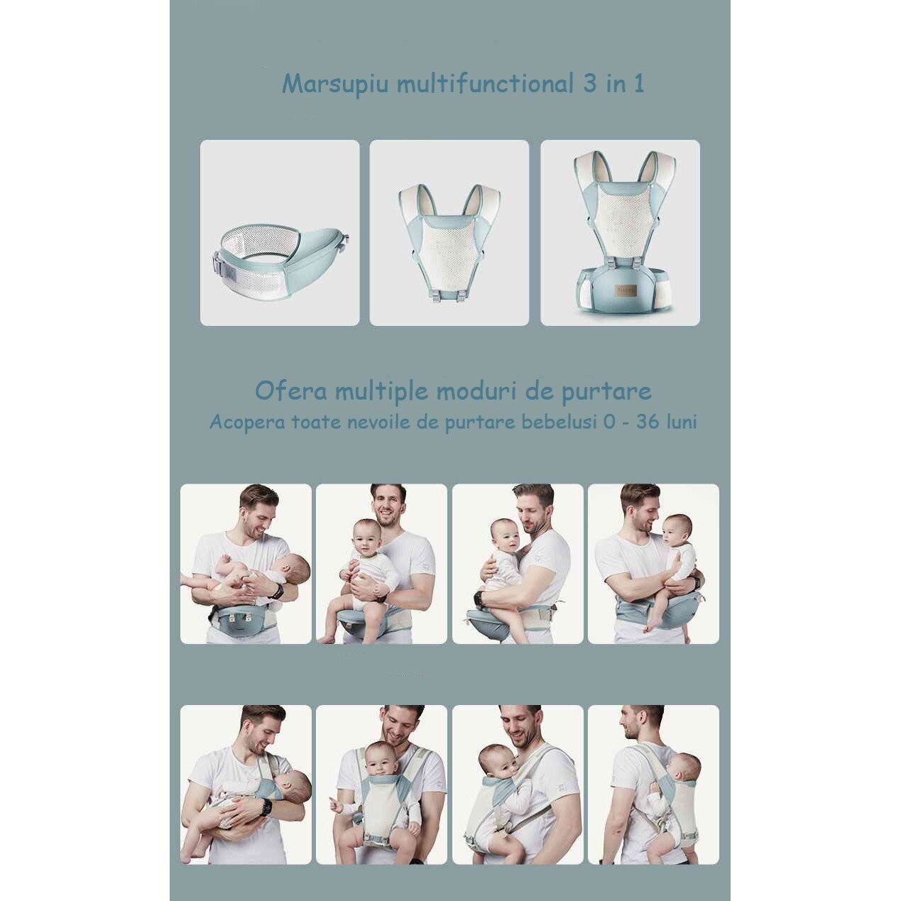 Marsupiu Storeful bebe, ergonomic, multifunctional, purtare copil in ...