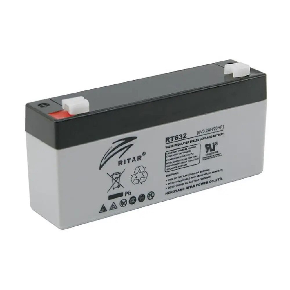 Acumulator plumb (RT632) AGM 6V / 3.2Ah - 134 / 34 / 60 mm T1 RITAR ...