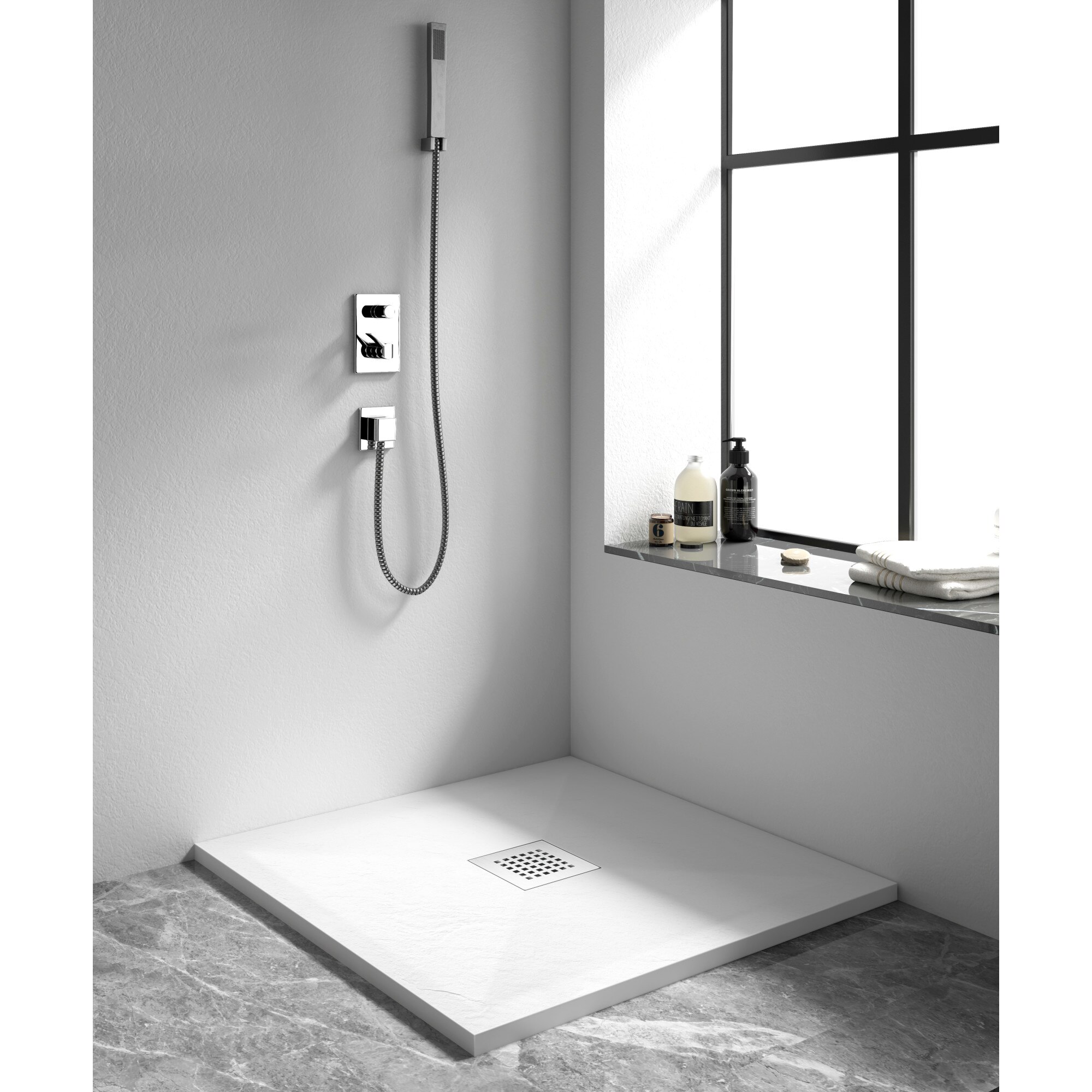 Cada de dus din compozit Balneo Stone Tray, 120x90cm, Alb - eMAG.ro