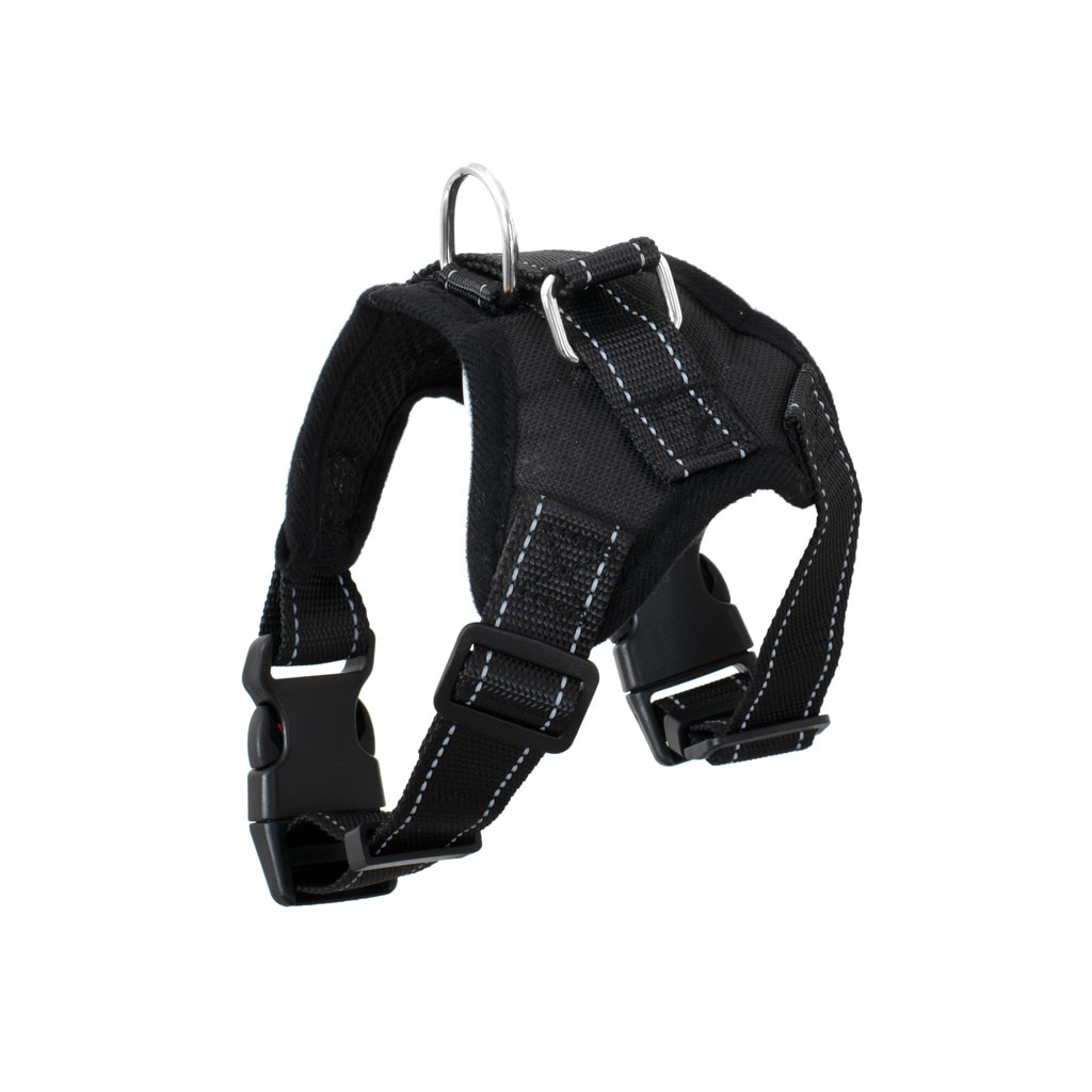 Ham reglabil pentru caini, reflectorizant, Negru, 20 x 12 cm, Marime XS ...