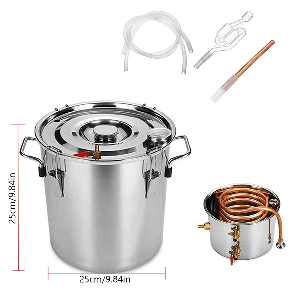 Set distilator, 10L, Pentru alcool, Ceainic, Vin, Lichioruri, Inox ...