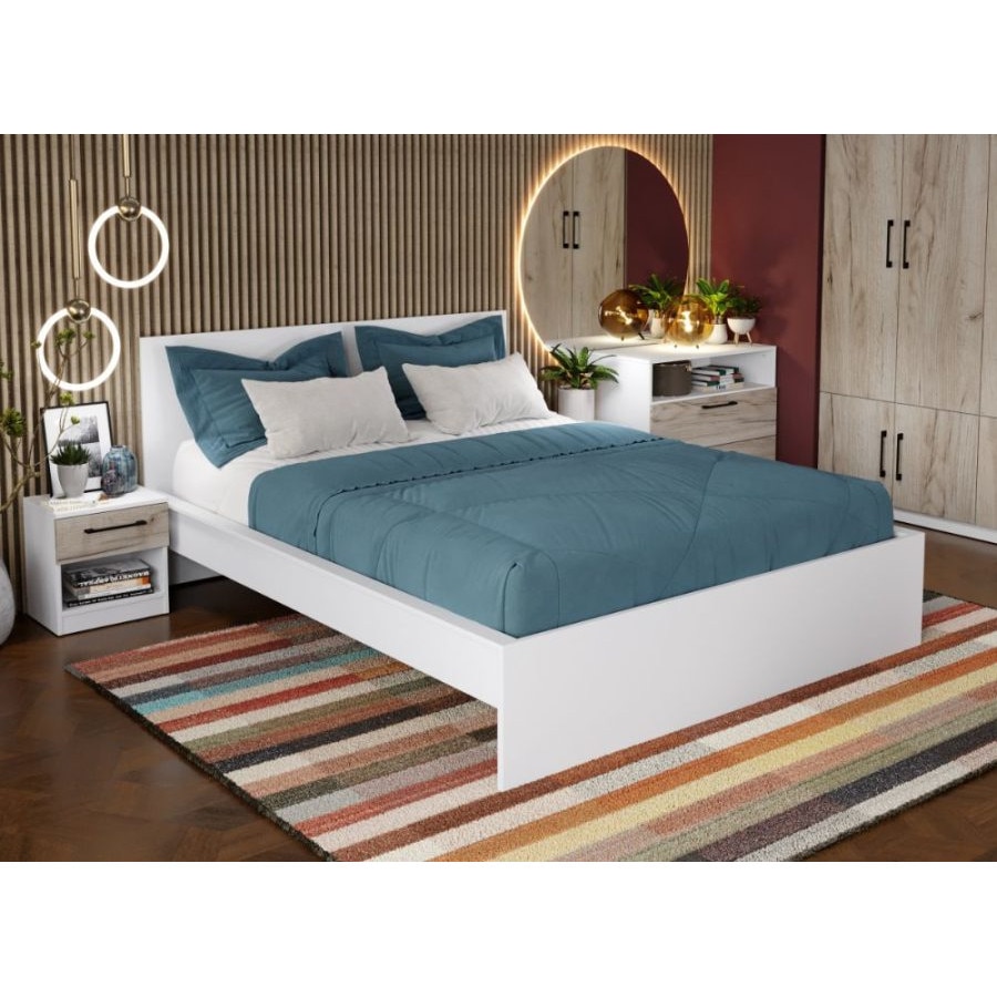Set Dormitor Forest Alb, C19, fara Comoda, Pat 160x200, Dulap, Noptiere ...