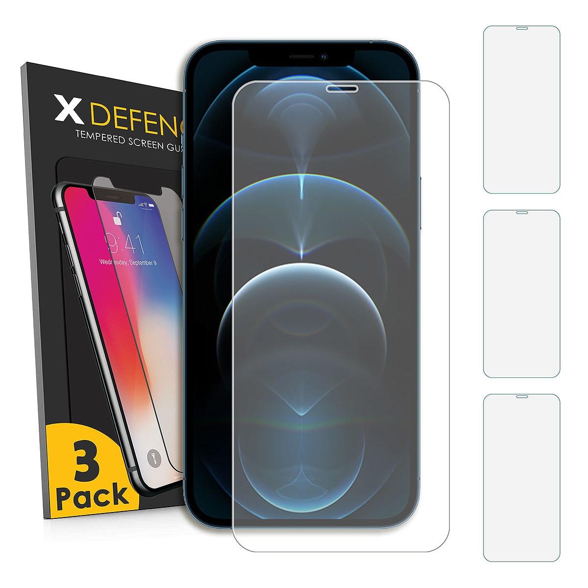 Set 3 folii de protectie, xDefence, Sticla hibrida, Compatibil cu Apple ...
