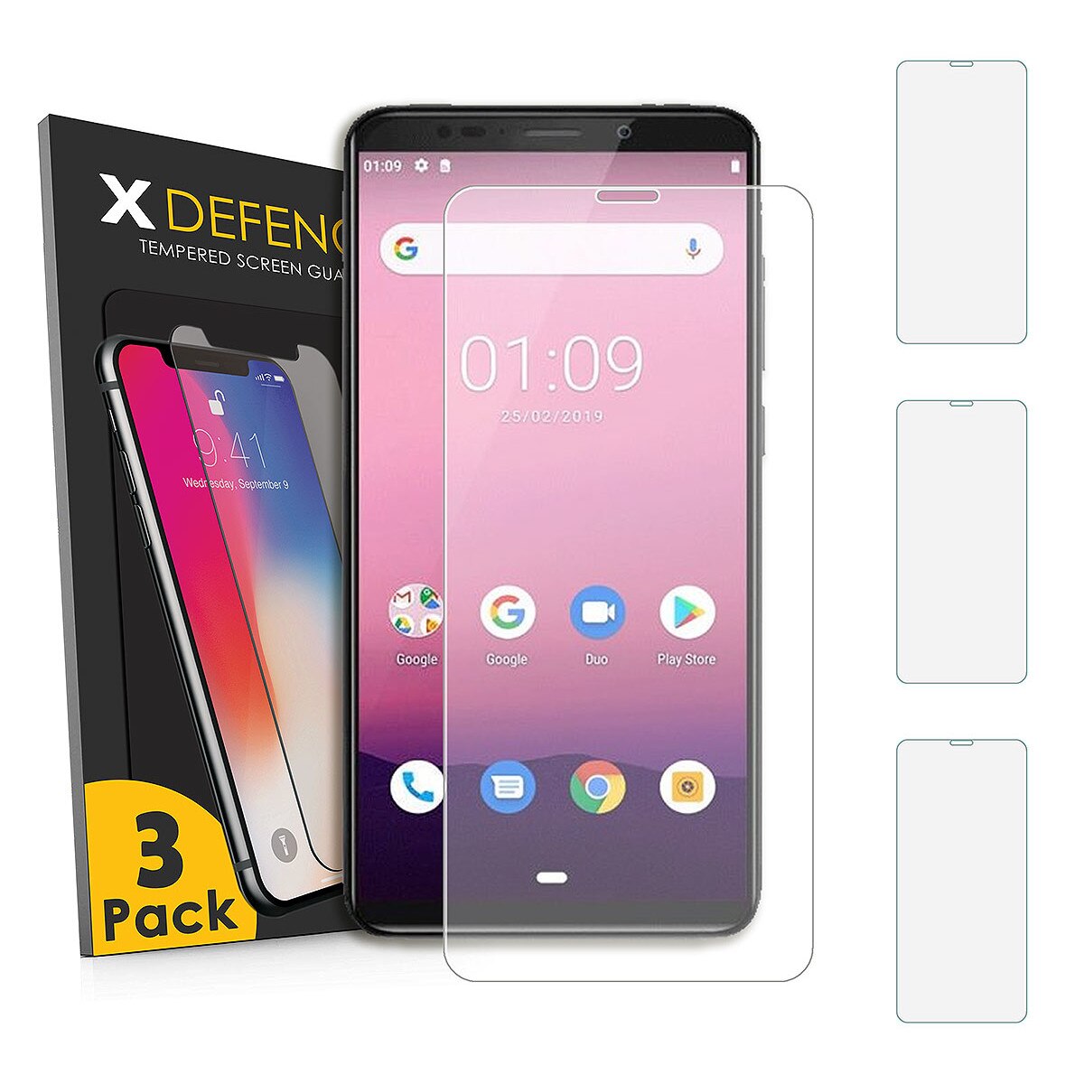 Set 3 folii de protectie, xDefence, Sticla hibrida, Compatibil cu Cubot ...