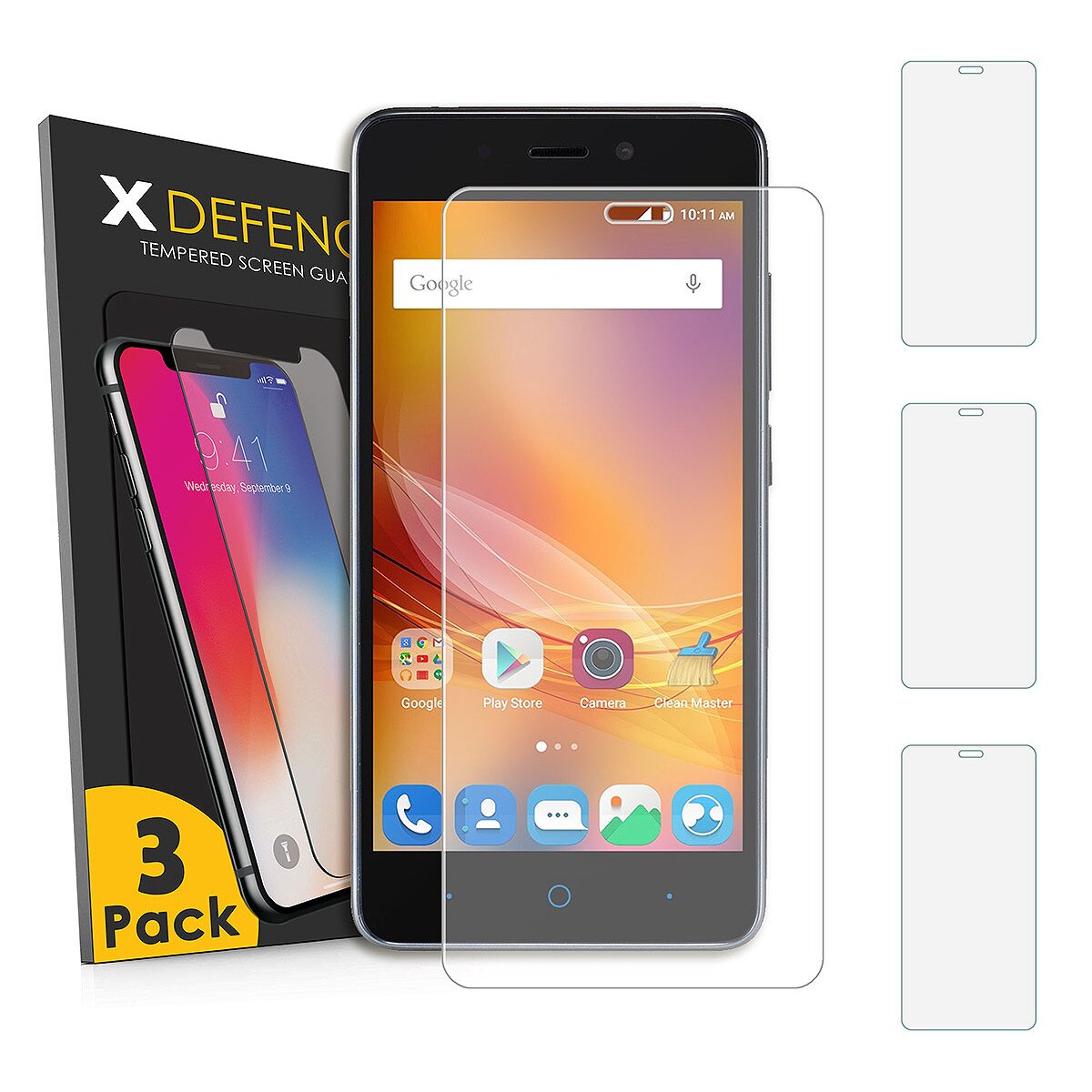 Set 3 folii de protectie, xDefence, Sticla hibrida, Compatibil cu ZTE ...