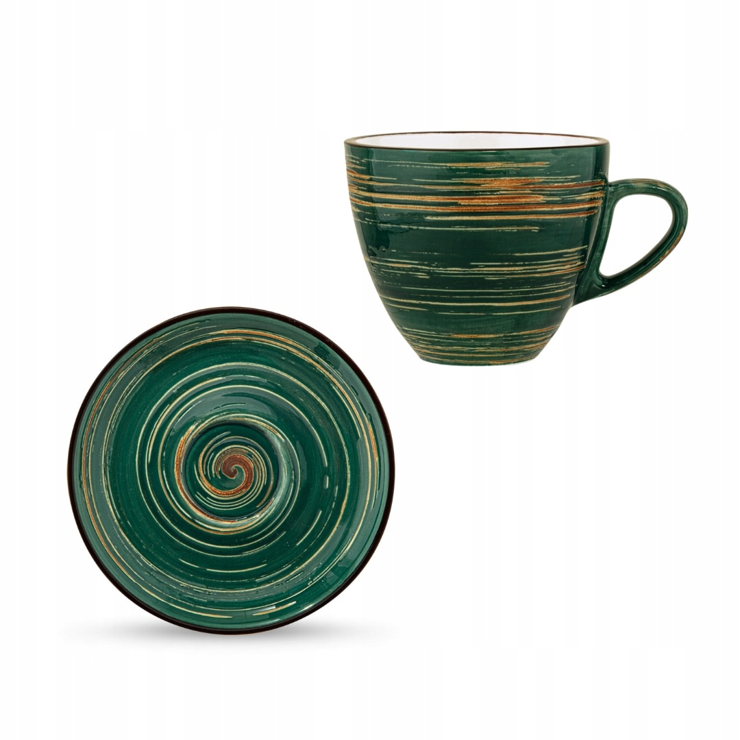 Ceasca de cafea cu farfurie, Wilmax England, Portelan, 110 ml, Verde ...
