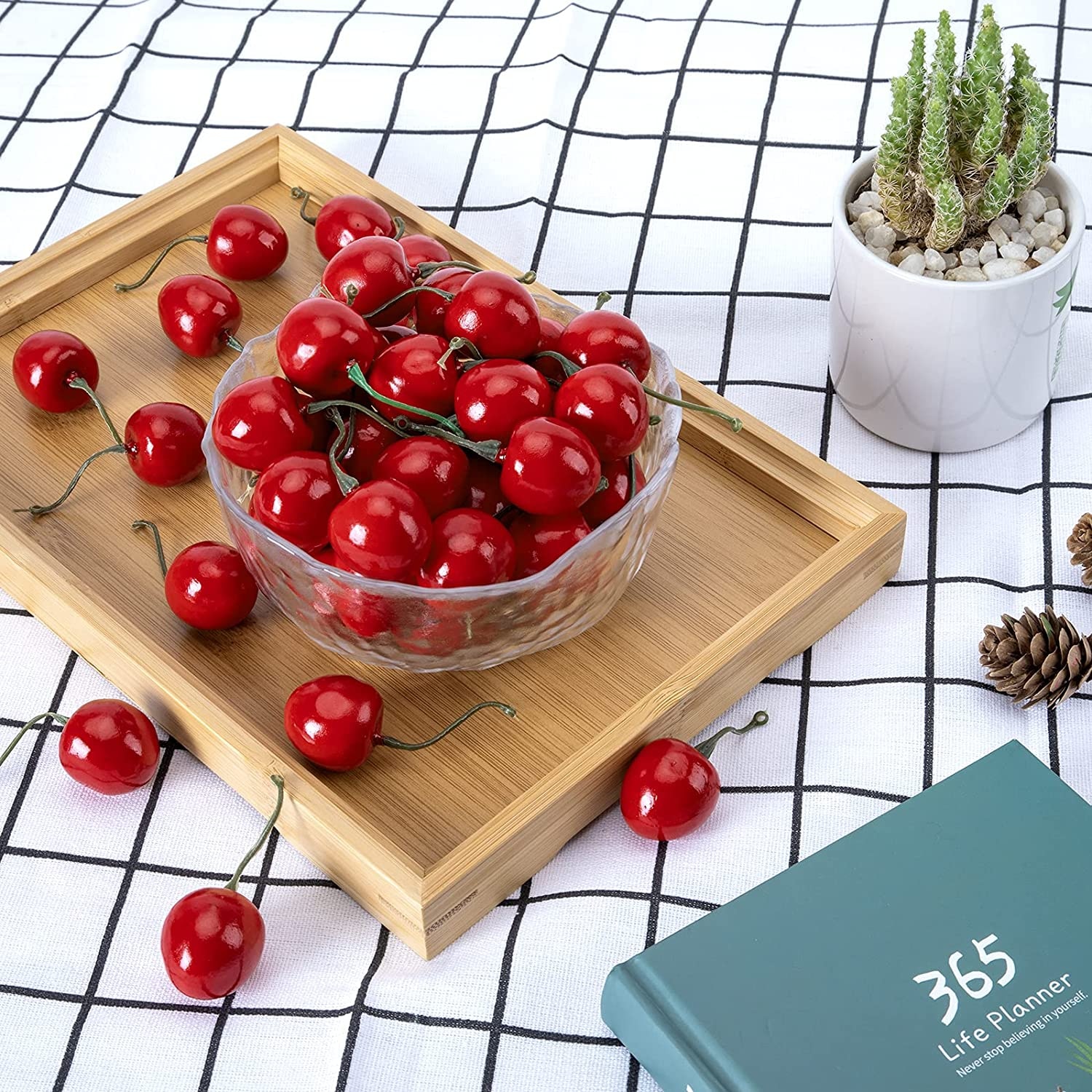 Set 25 Bucati Cirese Artificiale, Fructe False pentru Decor, Diametru 3 ...