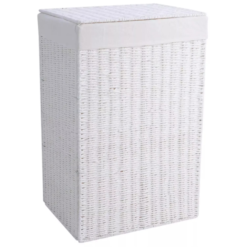 Cos pentru rufe, cu capac, Craft, SomProduct, Alb, L44xl22,5xH64 cm ...