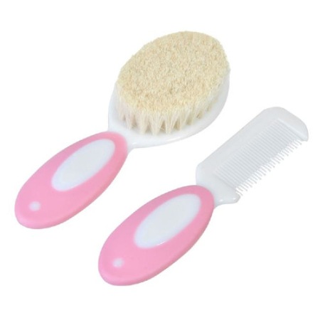 Set Perie Si Pieptan, Pentru Bebelusi, Din Par Natural, Roz - eMAG.ro