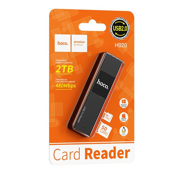 Card reader, Hoco, USB 2.0, Negru - eMAG.ro
