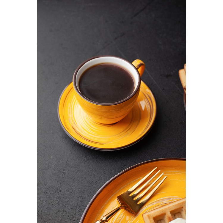 Ceasca de cafea cu farfurie, Wilmax England, Portelan, 300 ml, Galben ...