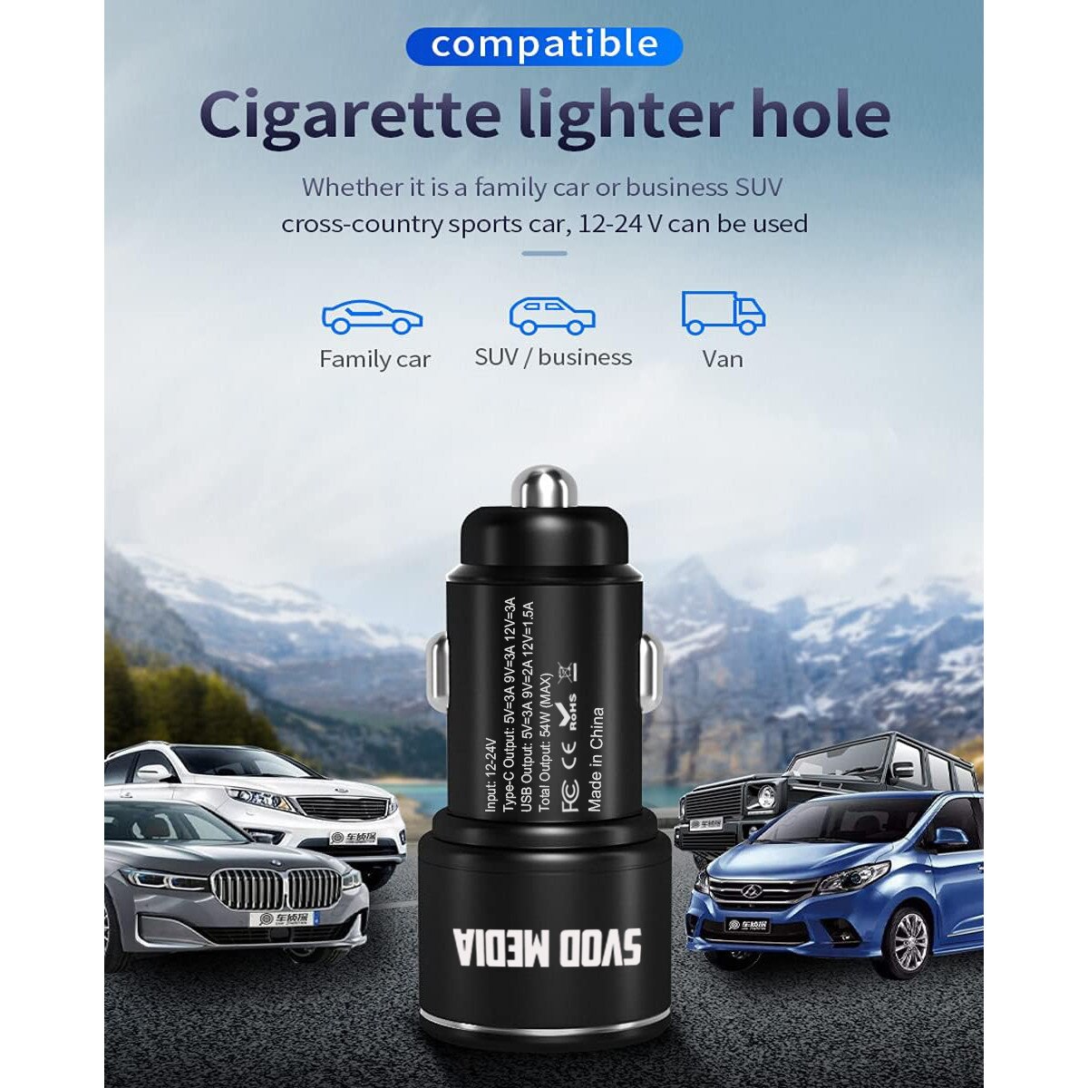 Incarcator Auto Telefon SvodMedia®️ Corp Aliaj Aluminiu 54W Super Fast ...