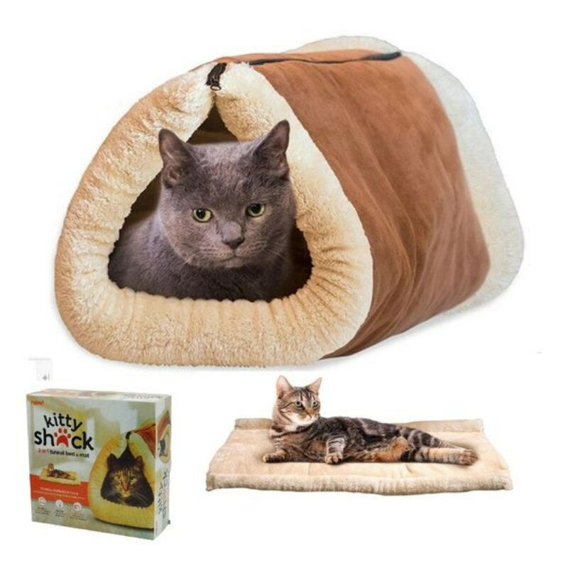 Culcus pentru pisici 2in1, Kitty Shack, Bej/Maro - eMAG.ro