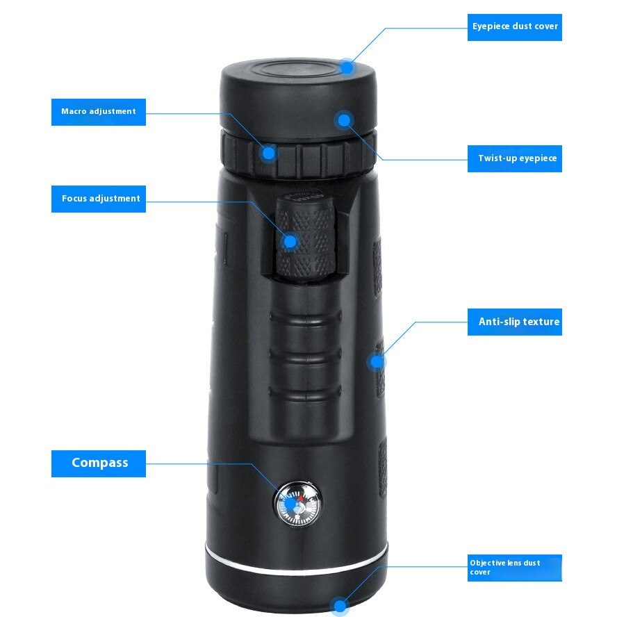 Monoclu, Excitat®, 40x60, Ocular extra mare de 22 mm, 1000m, Cu busola ...