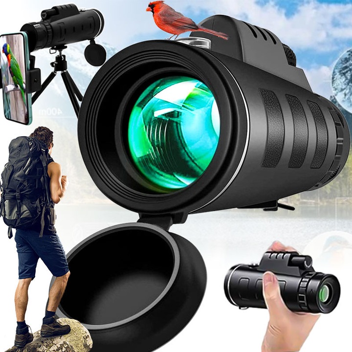 Monoclu, Excitat®, 40x60, Ocular extra mare de 22 mm, 1000m, Cu busola ...