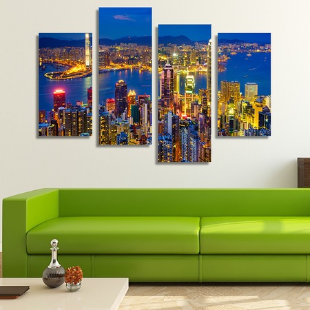 Декорация за стена ARTECO design Хонг Конг Панорама, 4 части, Канава ...