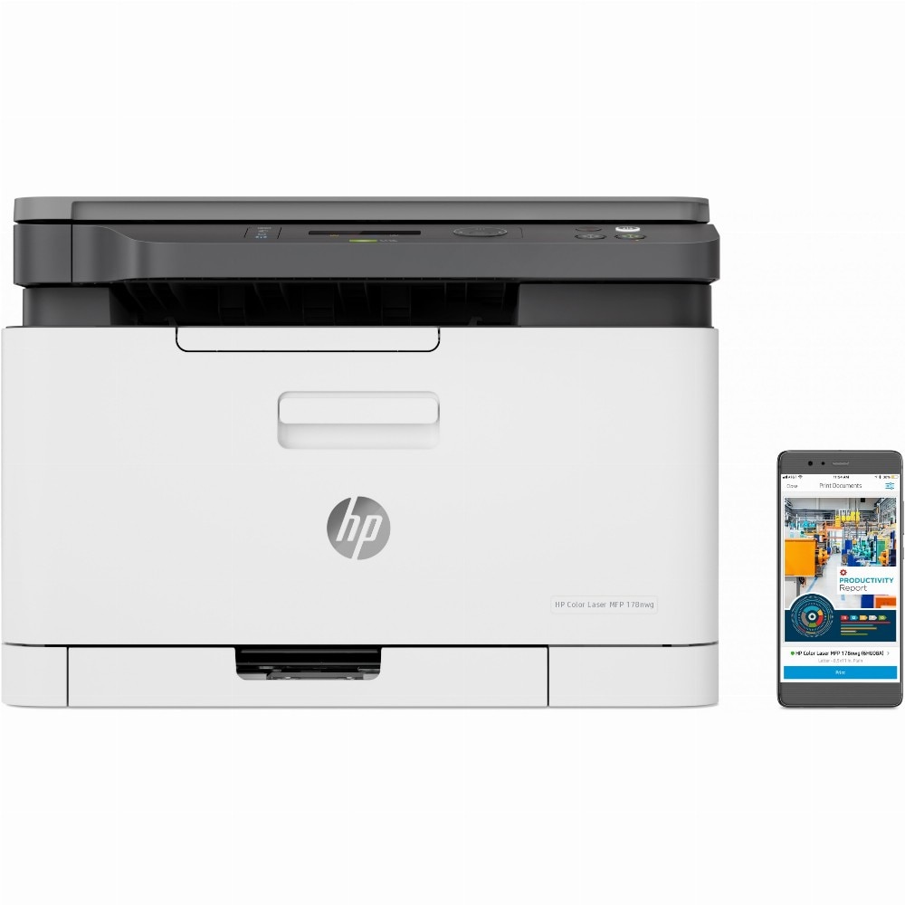 Imprimanta, HP, Color Laser MFP 178nwg, 3 in 1, A4, Alb/Negru - eMAG.ro