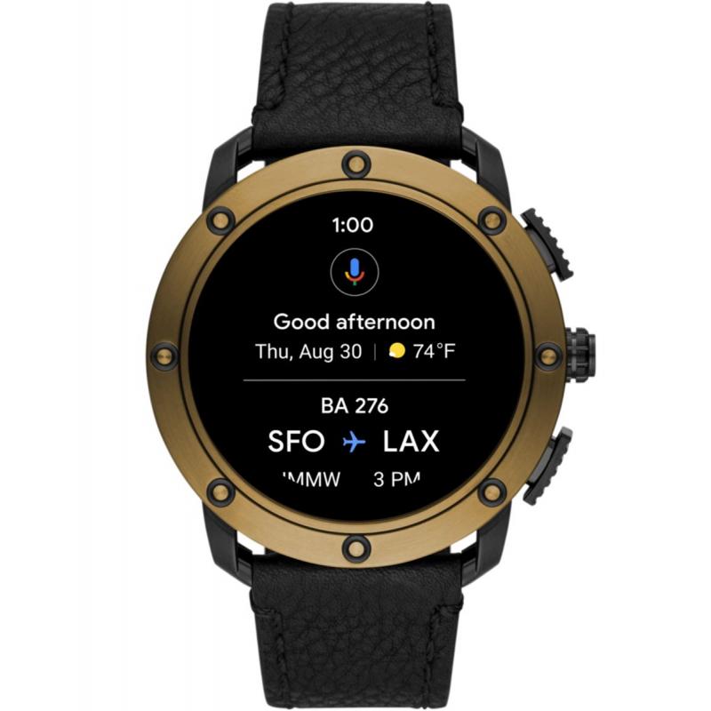 Smartwatch Diesel On Axial, 48mm, Bronze Stainless Steel, Black Leather ...