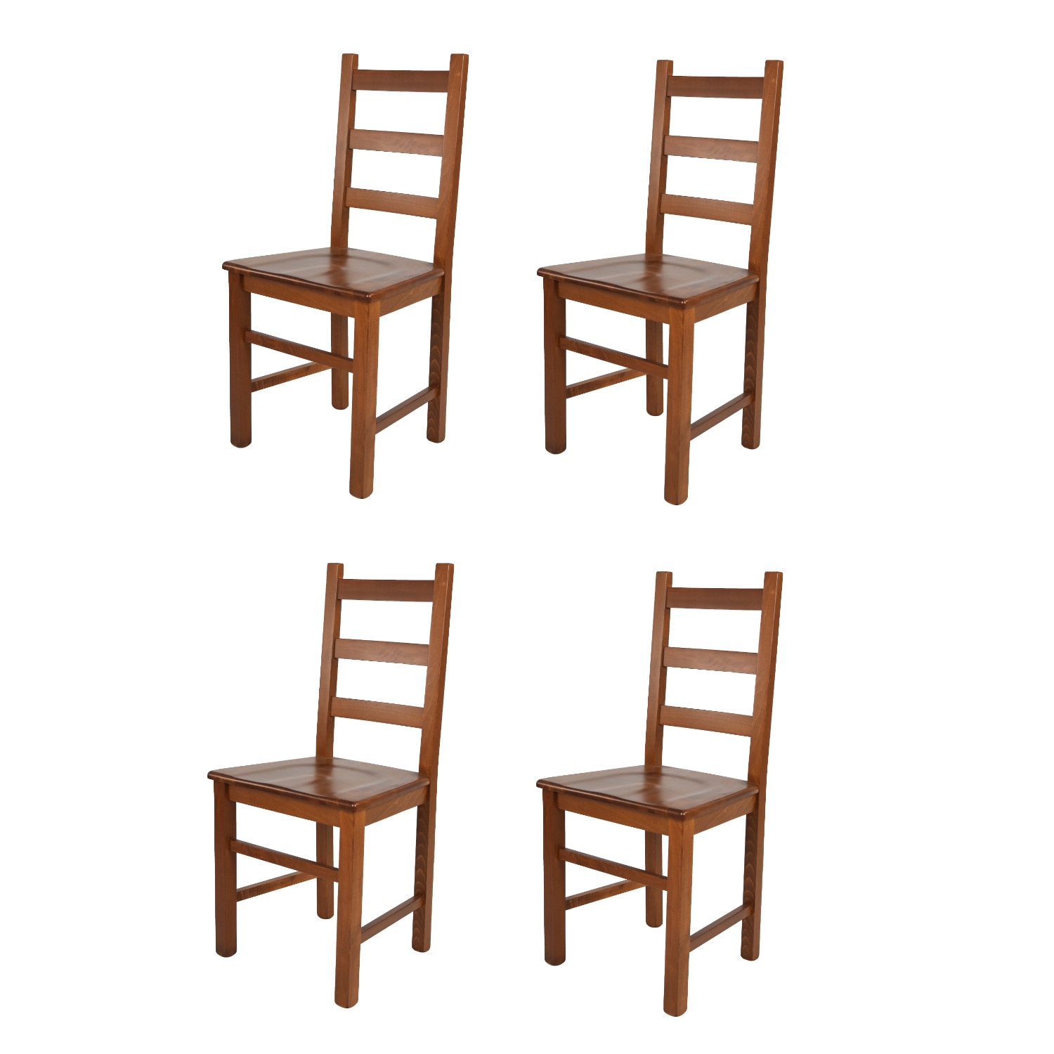 Set 4 scaune Rustica, t m c s, Fag, Sezut din lemn, Nuc deschis - eMAG.ro