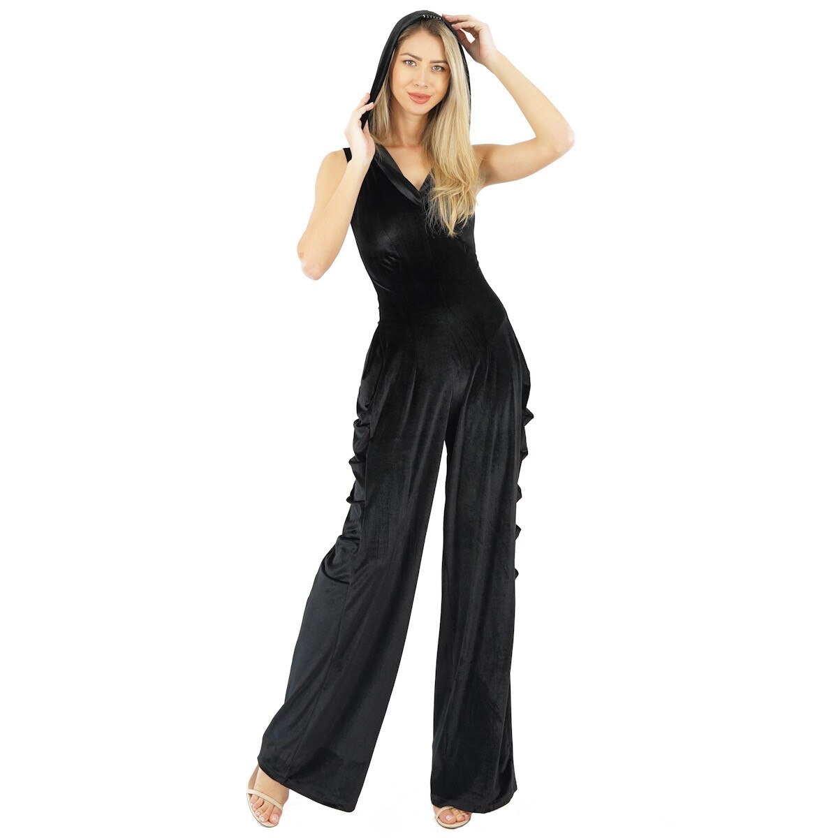 Salopeta eleganta neagra din catifea lucioasa, Inga Valerie, 40 EU ...