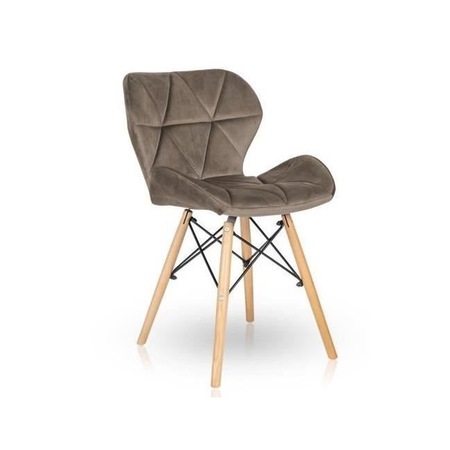 Scaun stil scandinav, catifea, lemn, bej, 46x50x73 cm - eMAG.ro