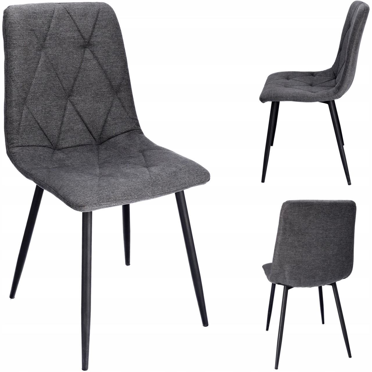 Scaun bucatarie/living, tapitat, textil, metal, gri, 44x52x89 cm, Vena ...