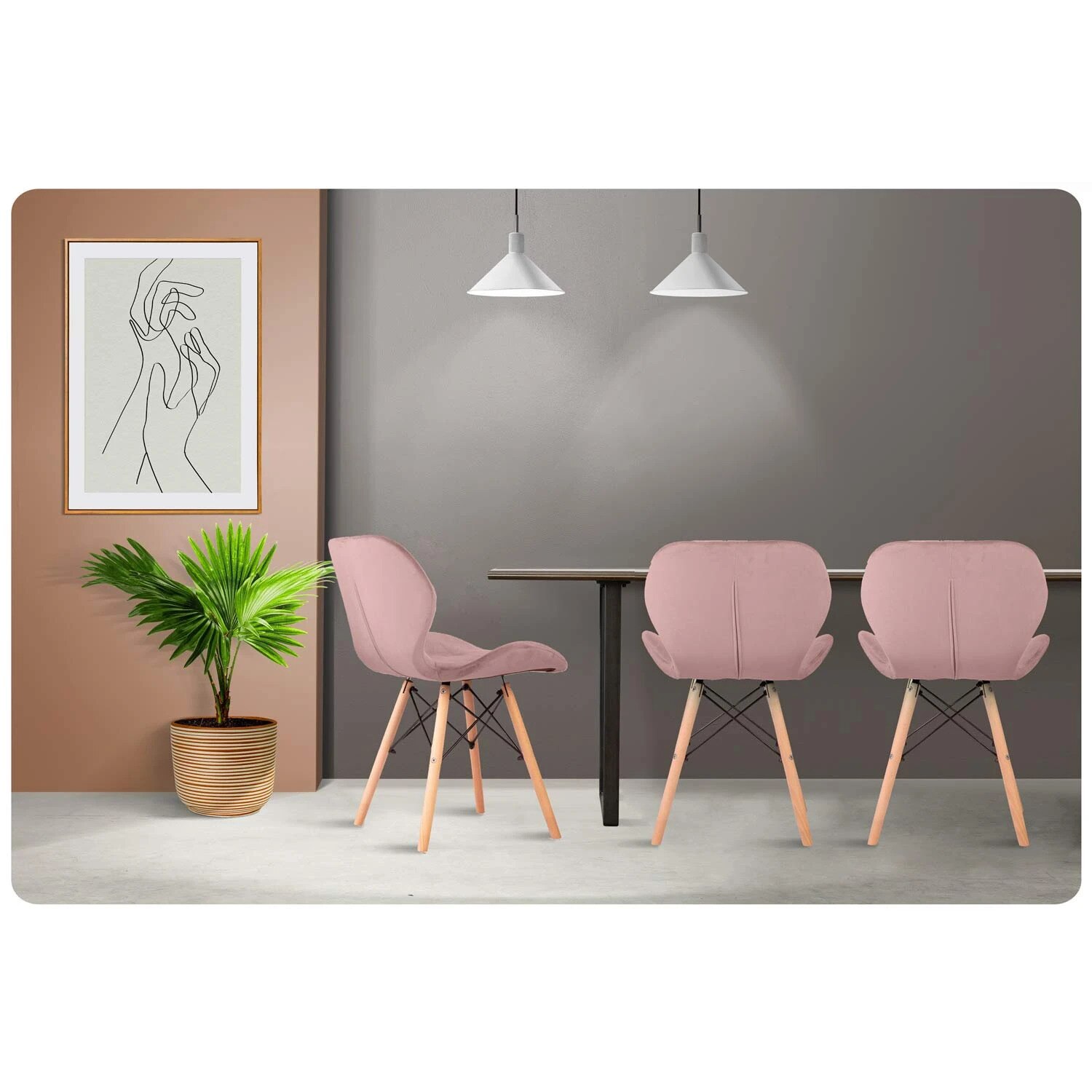 Set 4 scaune roz scandinave Sofotel Sigma - eMAG.ro