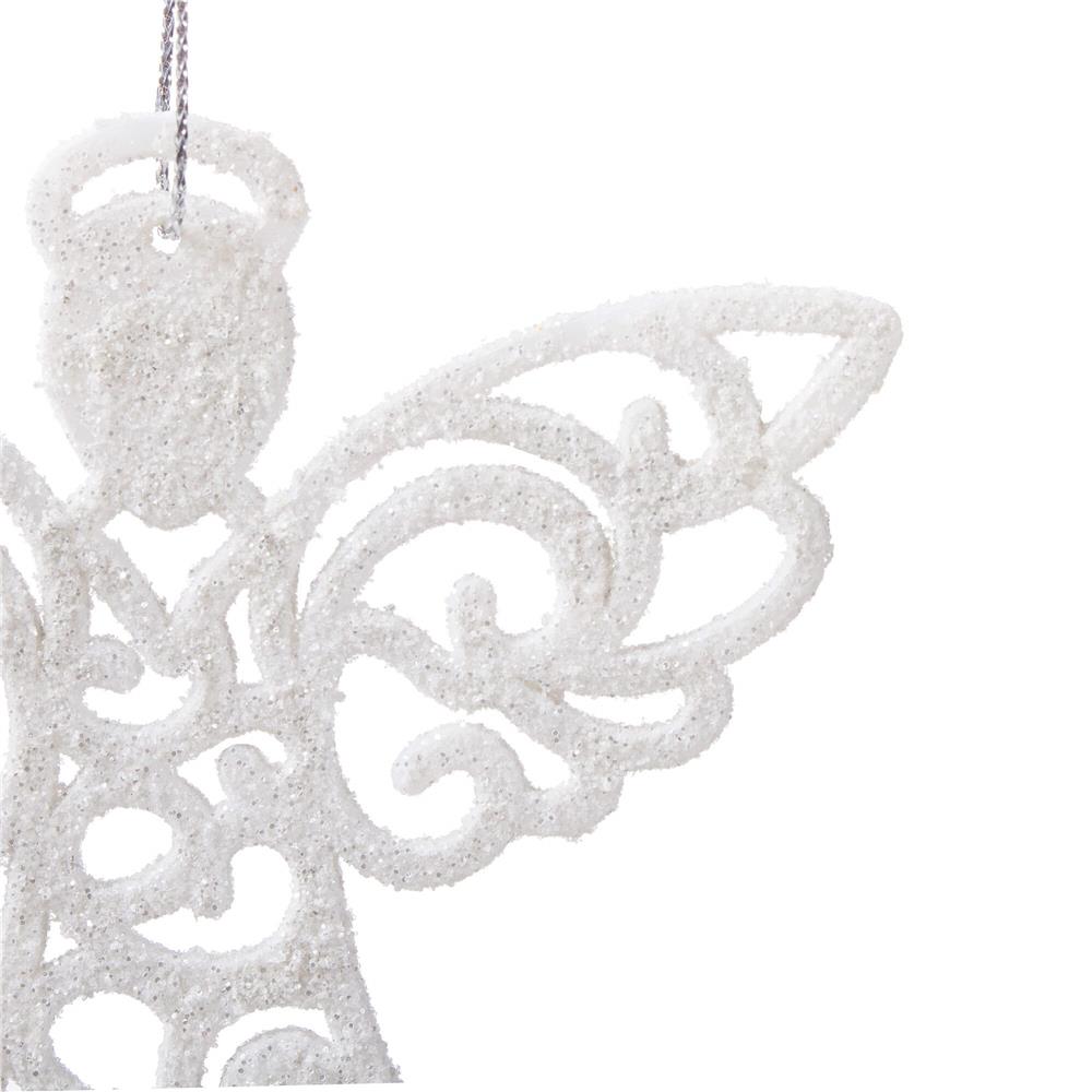 Set 3 bucati decoratiuni pentru brad, tip ingeras, 10 cm, alb cu ...