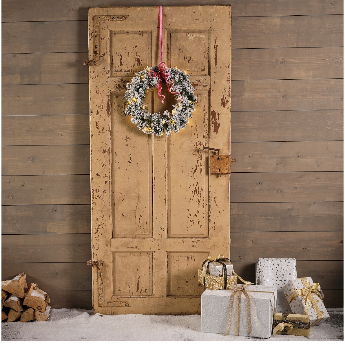 Coronita imperiala Craciun Decoris cu aspect nins, 40 LED-uri, 50x8 cm ...