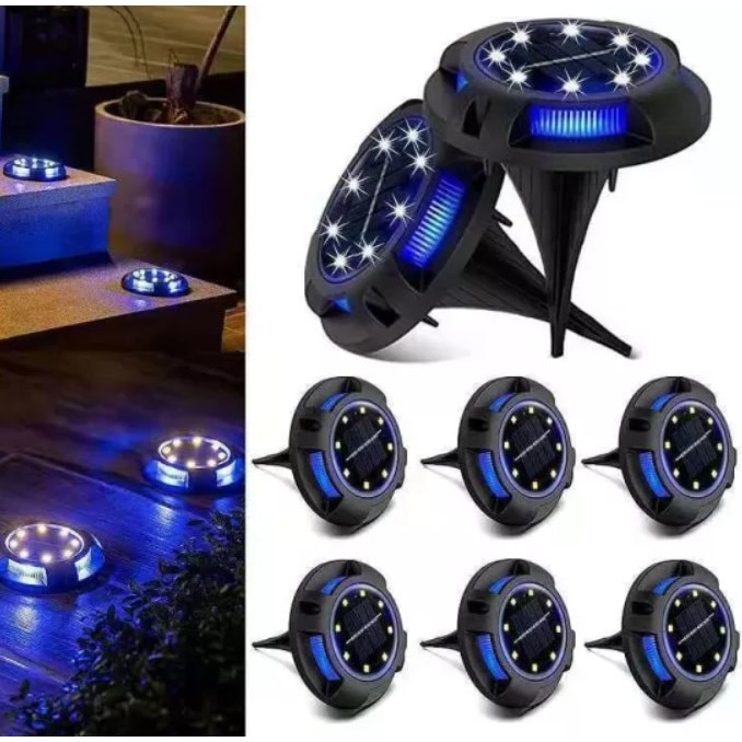 Set 8 lampi de sol cu incarcare solara, senzor amurg, lumina RGB - eMAG.ro