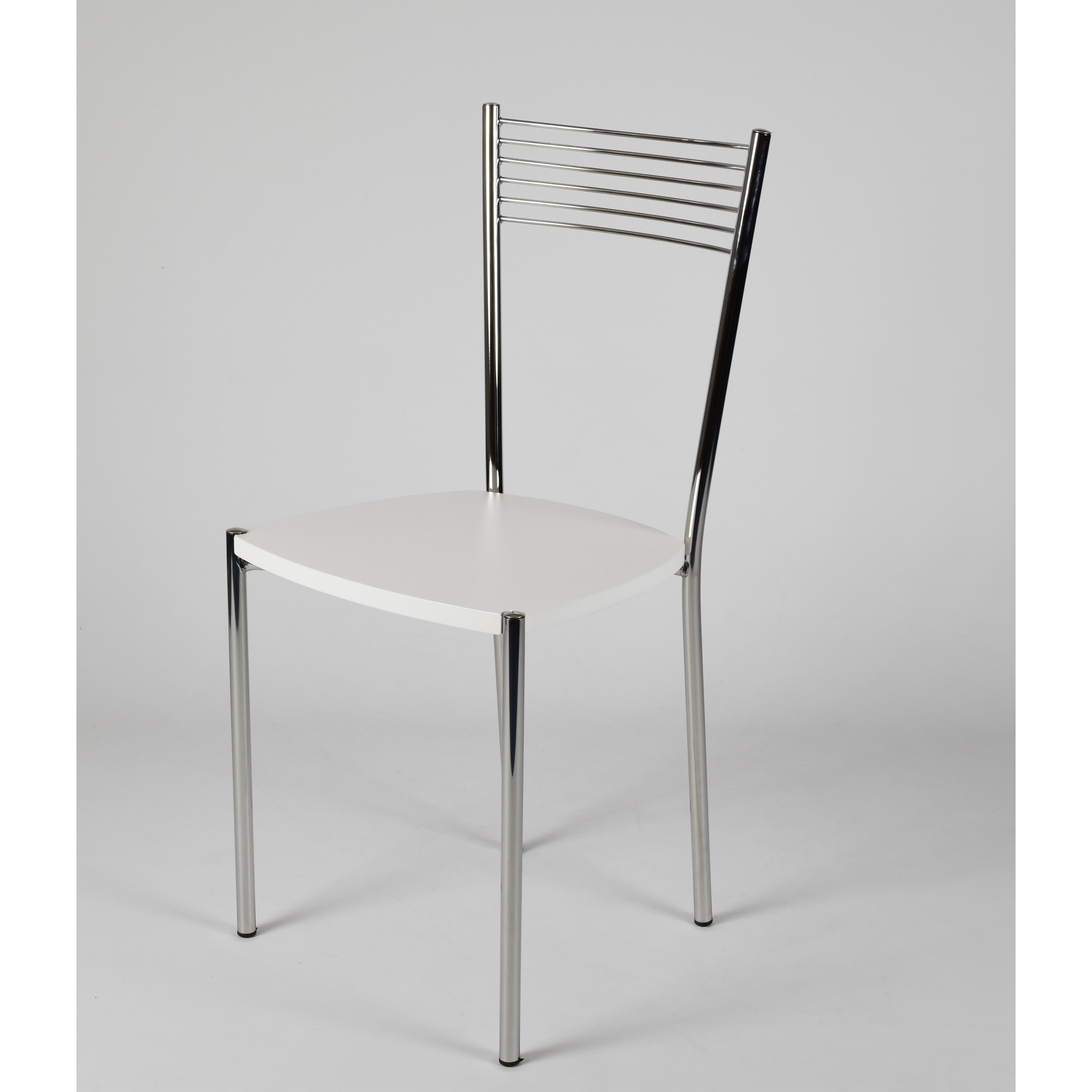 Set 4 scaune Elegance, t m c s, Otel Cromat, Sezut din Lemn, Bianco ...