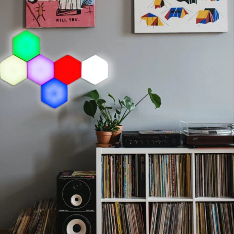 Set 6 lampi modulare de perete Smart LED RGB - eMAG.ro