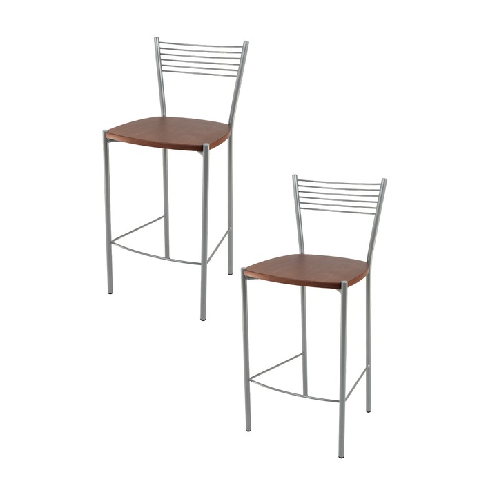 Set 2 scaune de bar, Elegance, t m c s, Otel vopsit aluminiu, Sezut din ...