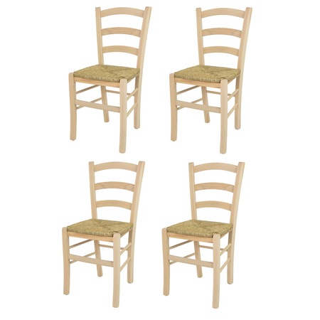 Set 4 scaune Venice, t m c s, Fag netratat, 100% Natural, Sezut din ...