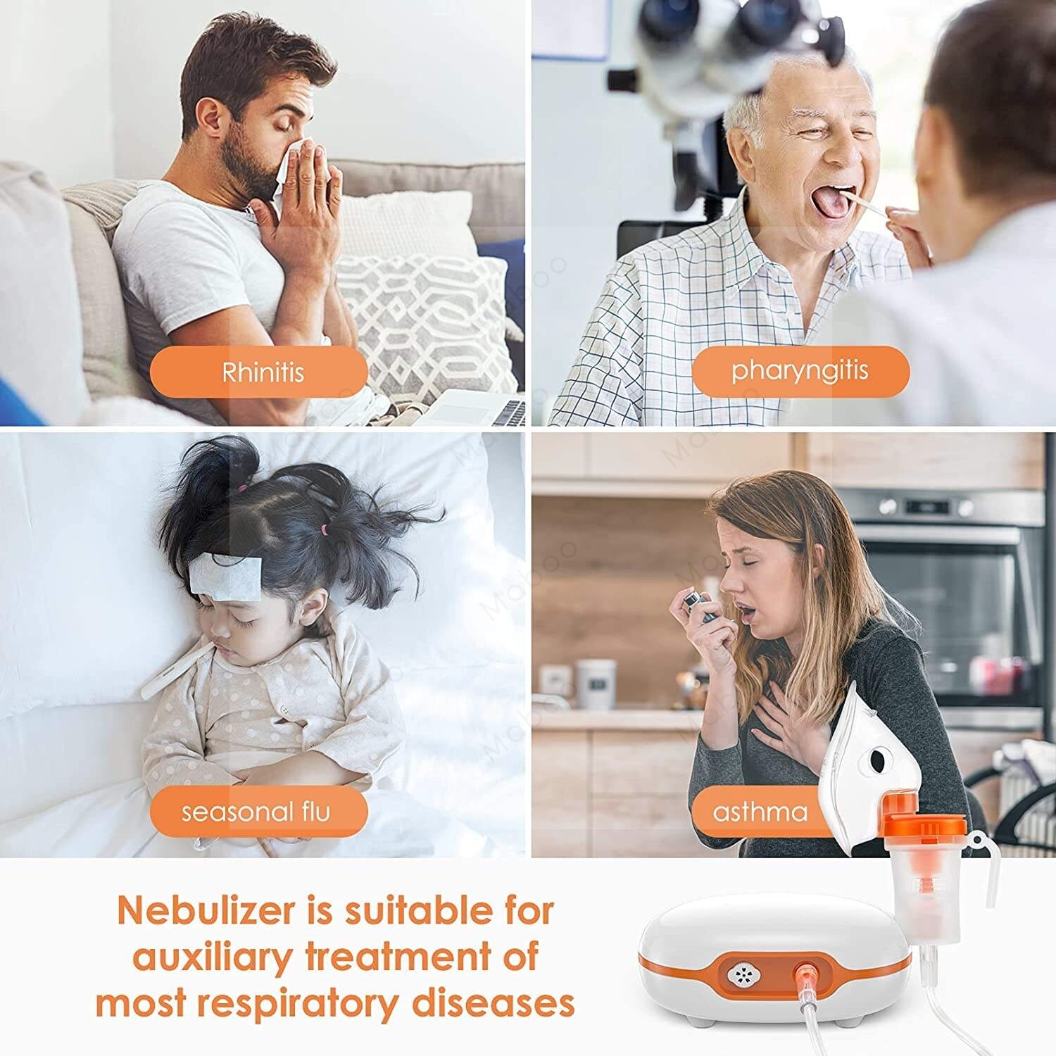 Aparat aerosoli Maboo® Aero, nebulizator inhalator cu compresor, masca ...