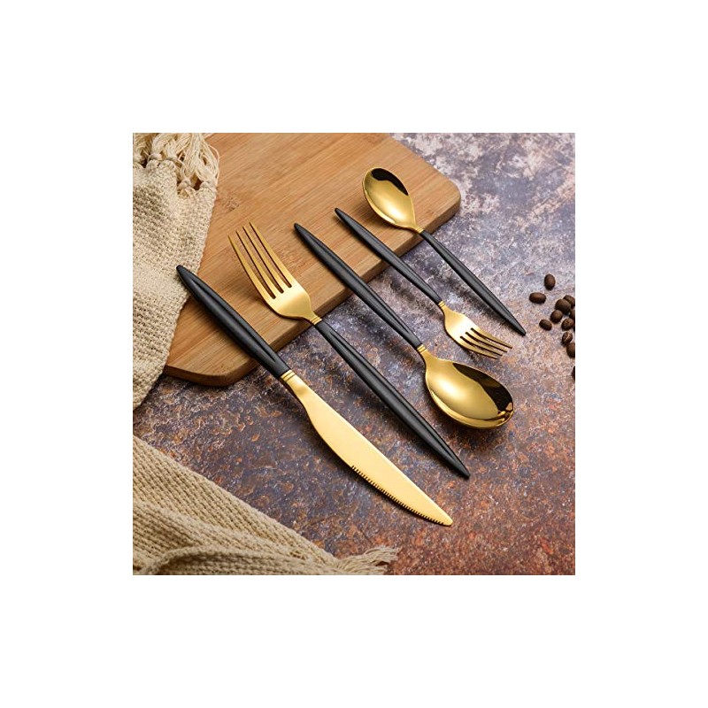 Set 30 tacamuri din inox, negru/auriu - eMAG.ro