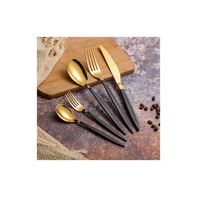 Set 30 tacamuri din inox, negru/auriu - eMAG.ro