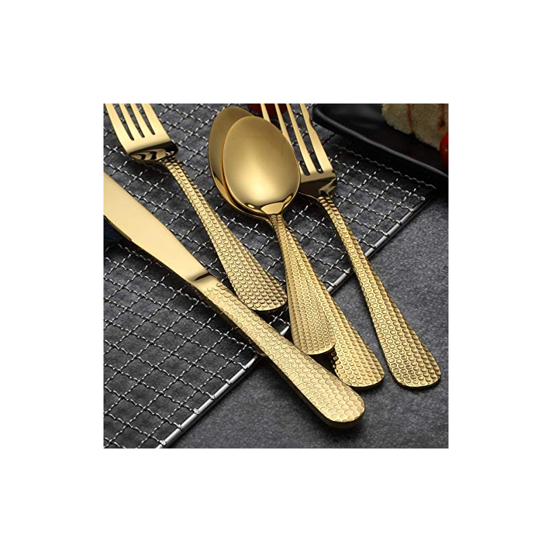 Set tacamuri din inox 24 piese, Grunberg BL186WG24, Auriu - eMAG.ro